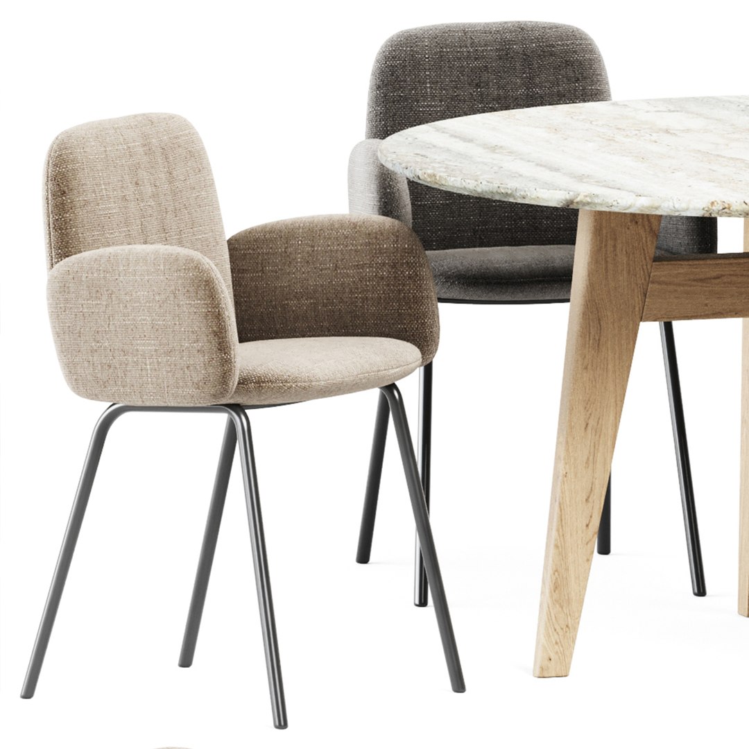 Leda Chair With Armrests by Miniforms and Abrey Table by Calligaris 3D ...