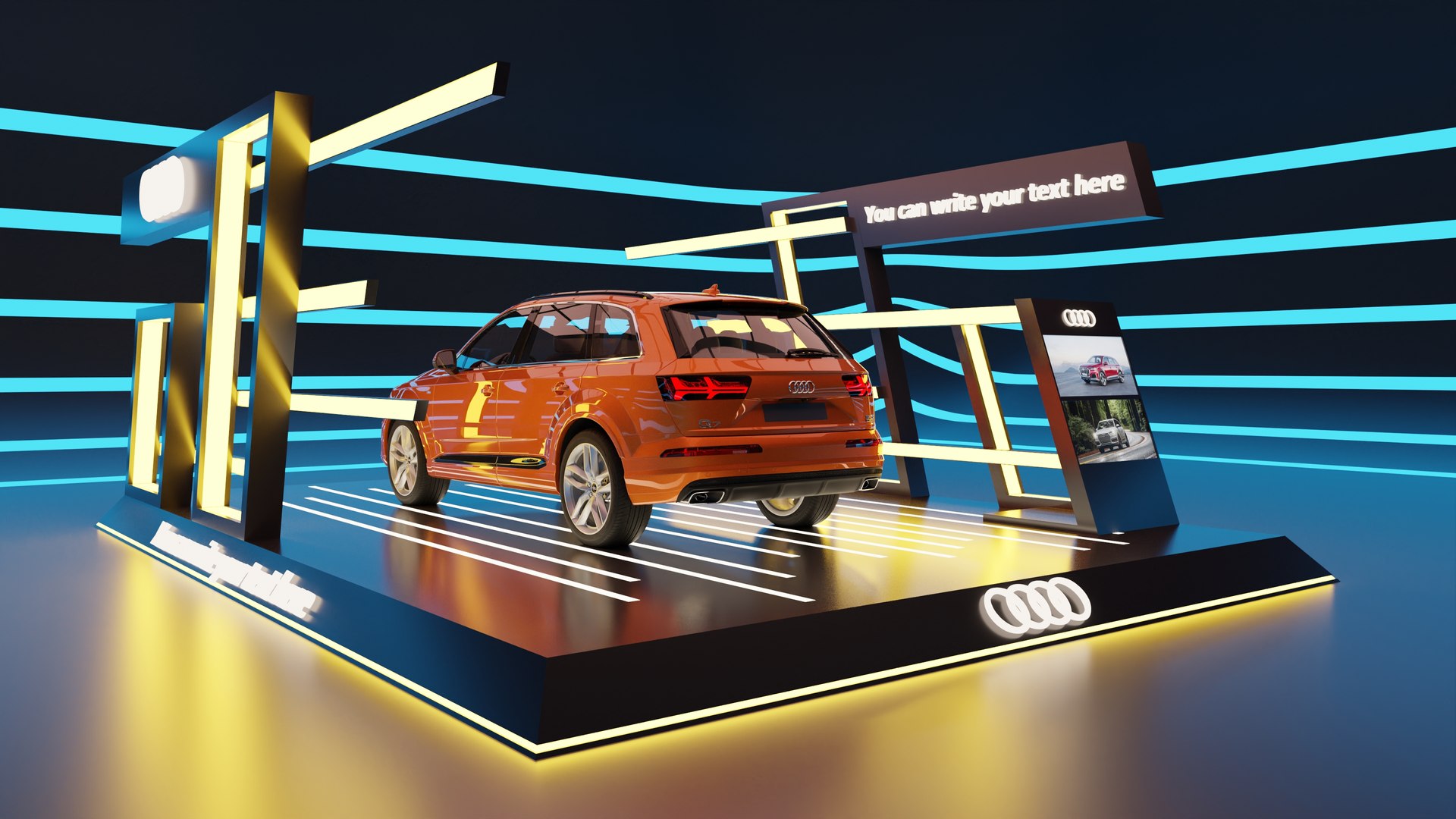 3D Audi Car Exposition - Showroom Render Scene 3D Model Model ...