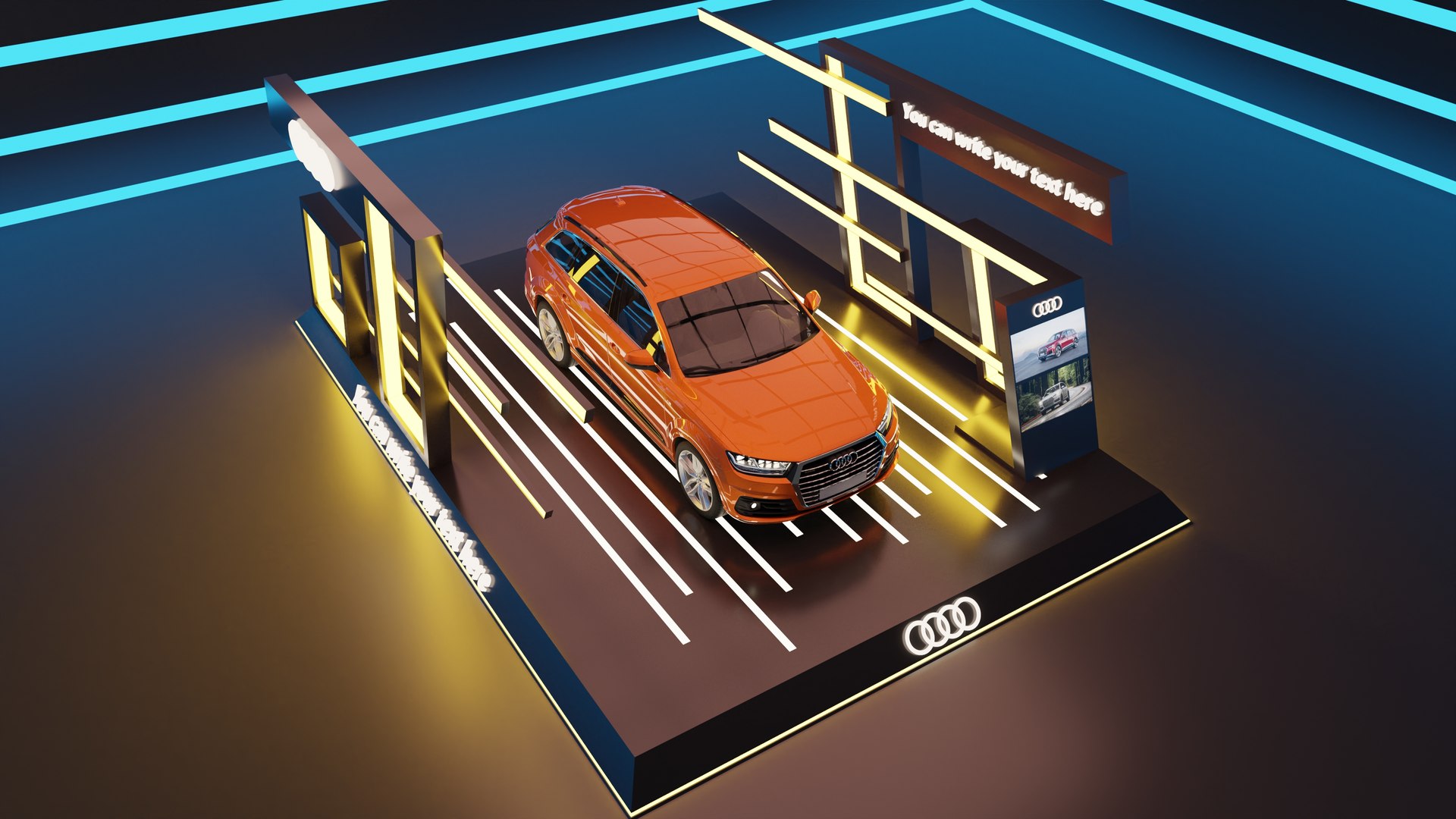 3D Audi Car Exposition - Showroom Render Scene 3D Model Model ...