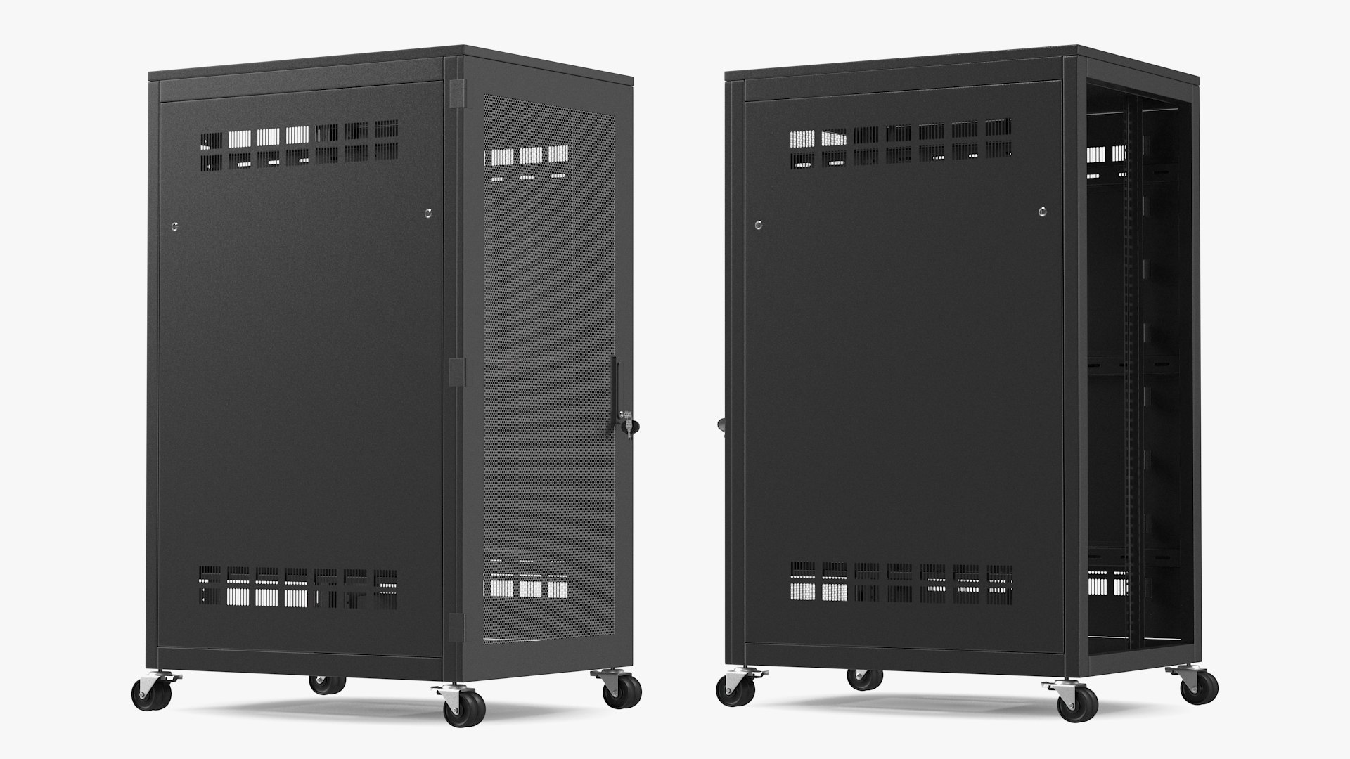 3D Floor Standing Rack Cabinet 27U Black Empty model - TurboSquid 1849306