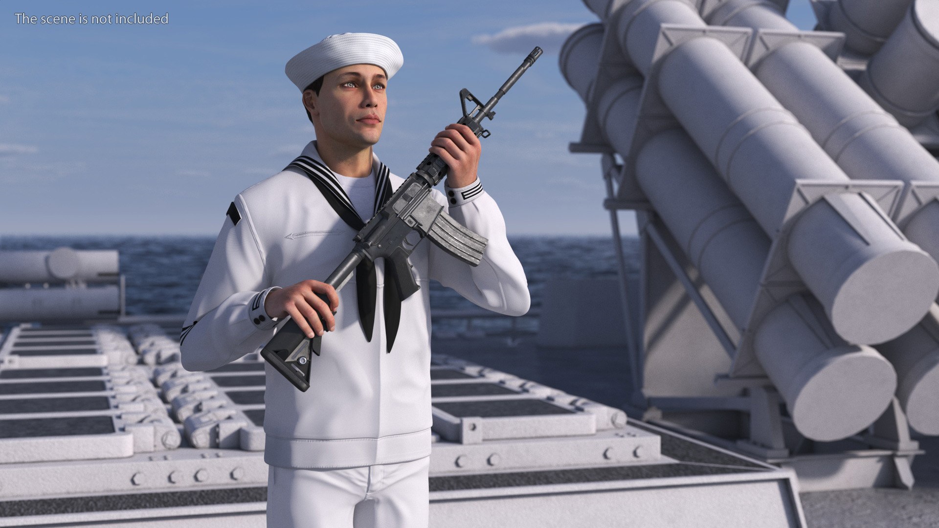 3D US Navy Sailor With Assault Rifle - TurboSquid 2392369