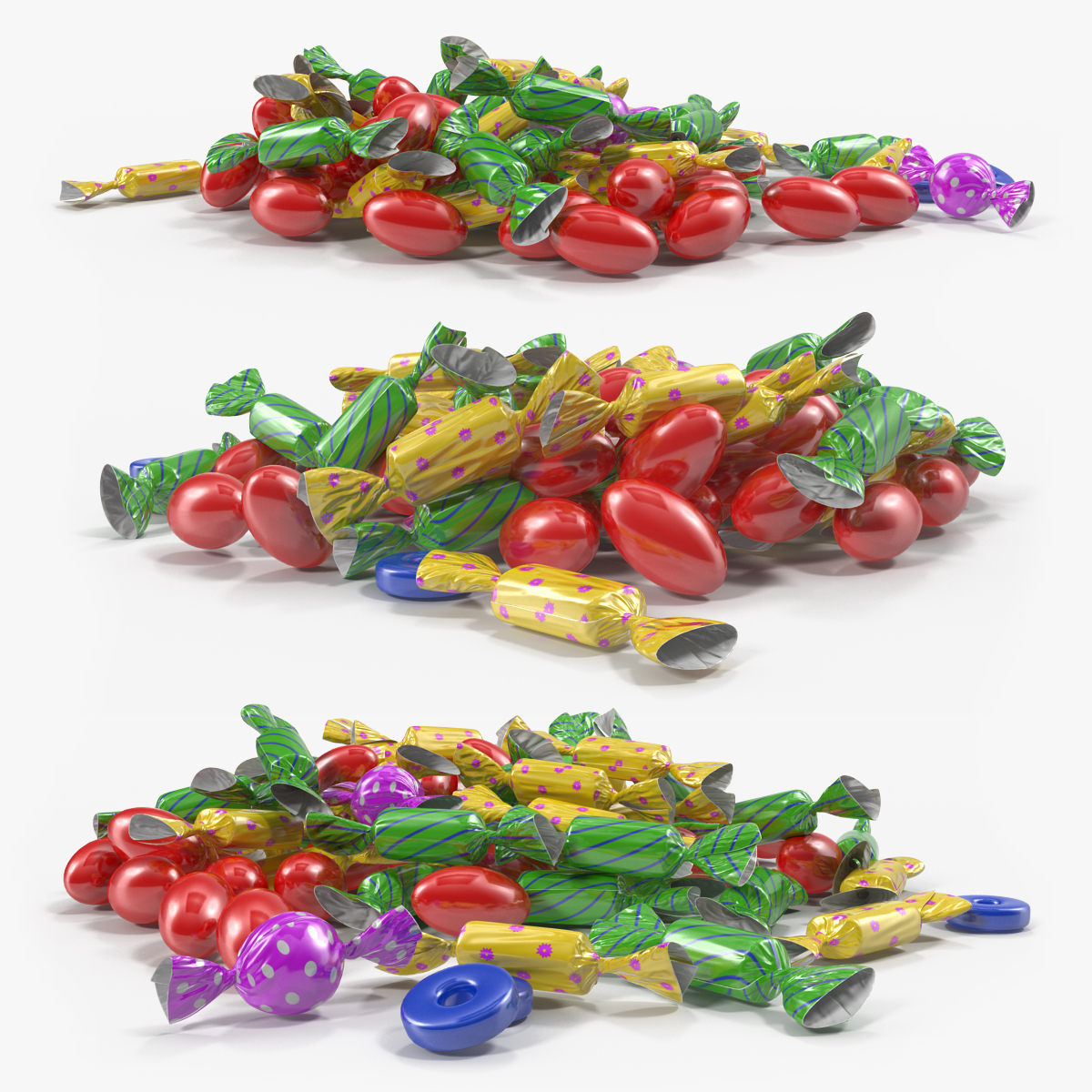 3d colorful candy pile