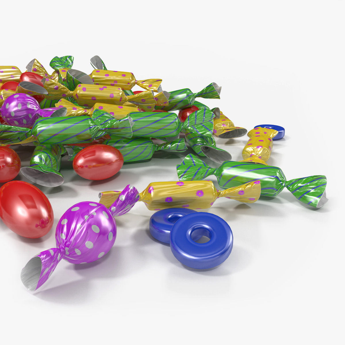 3d colorful candy pile