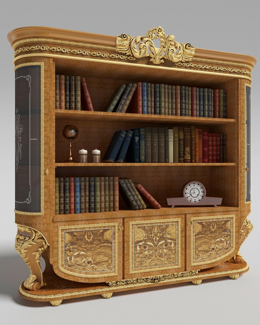 Classic Bookcase Model - TurboSquid 1149131