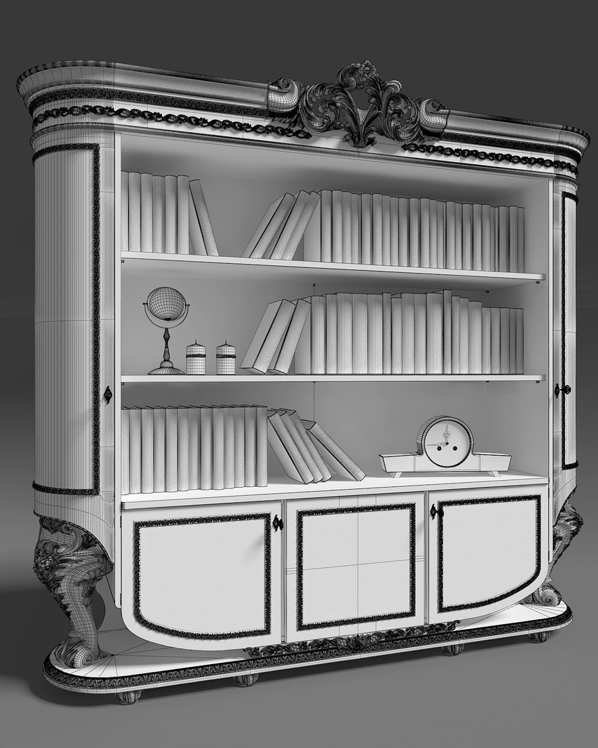 Classic Bookcase Model - TurboSquid 1149131