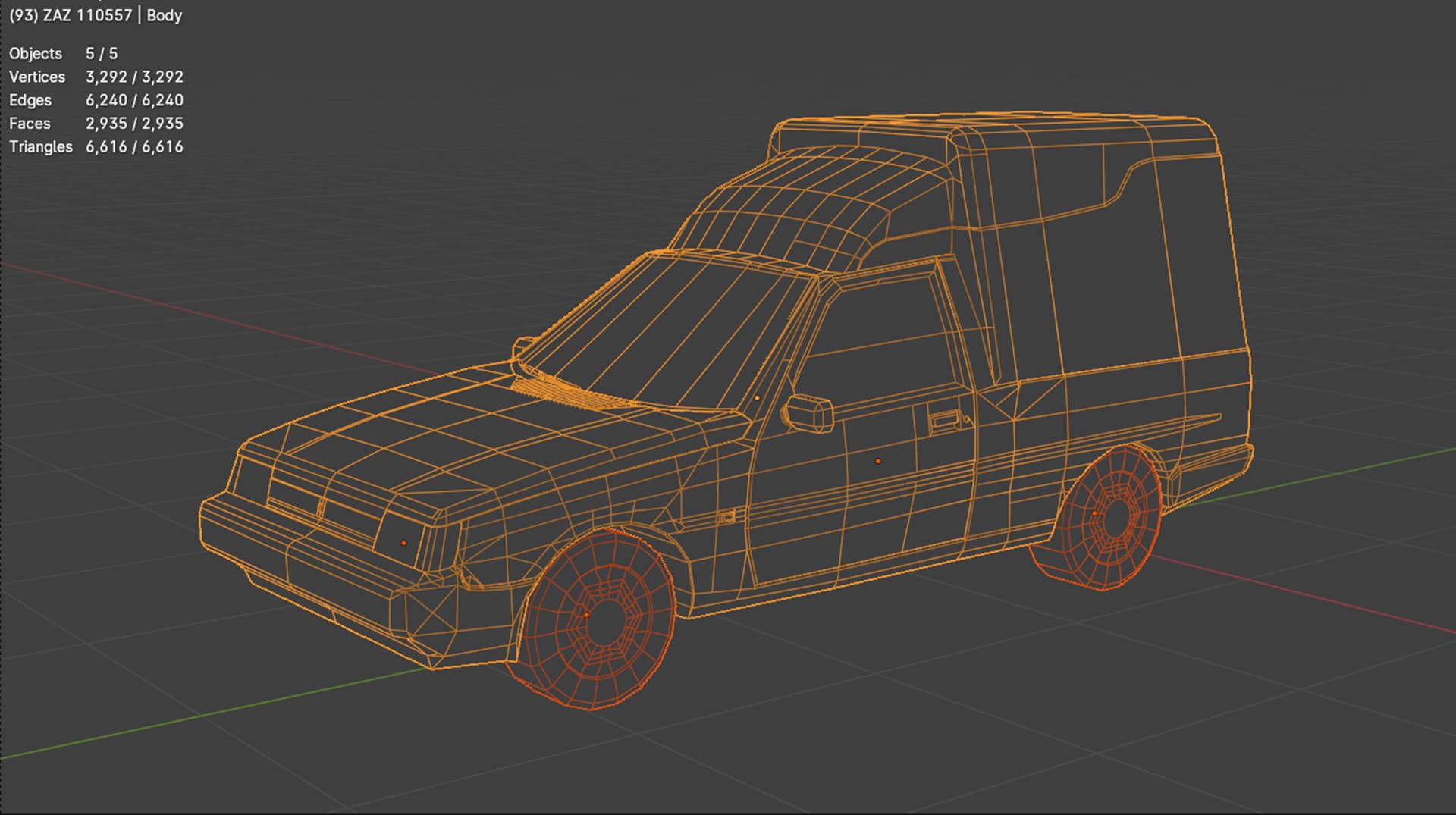 Free Ukrainian Car ZAZ 110557 Tavria PickUp - Van 1993 Free Low-poly 3D ...
