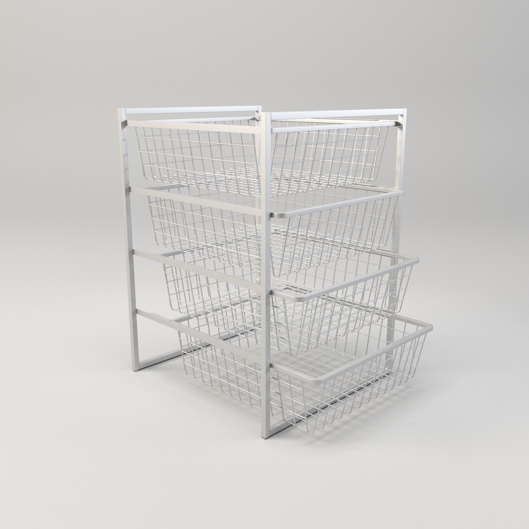 Pull Out Kitchen Wire Basket Rack 3D Model - TurboSquid 2282326