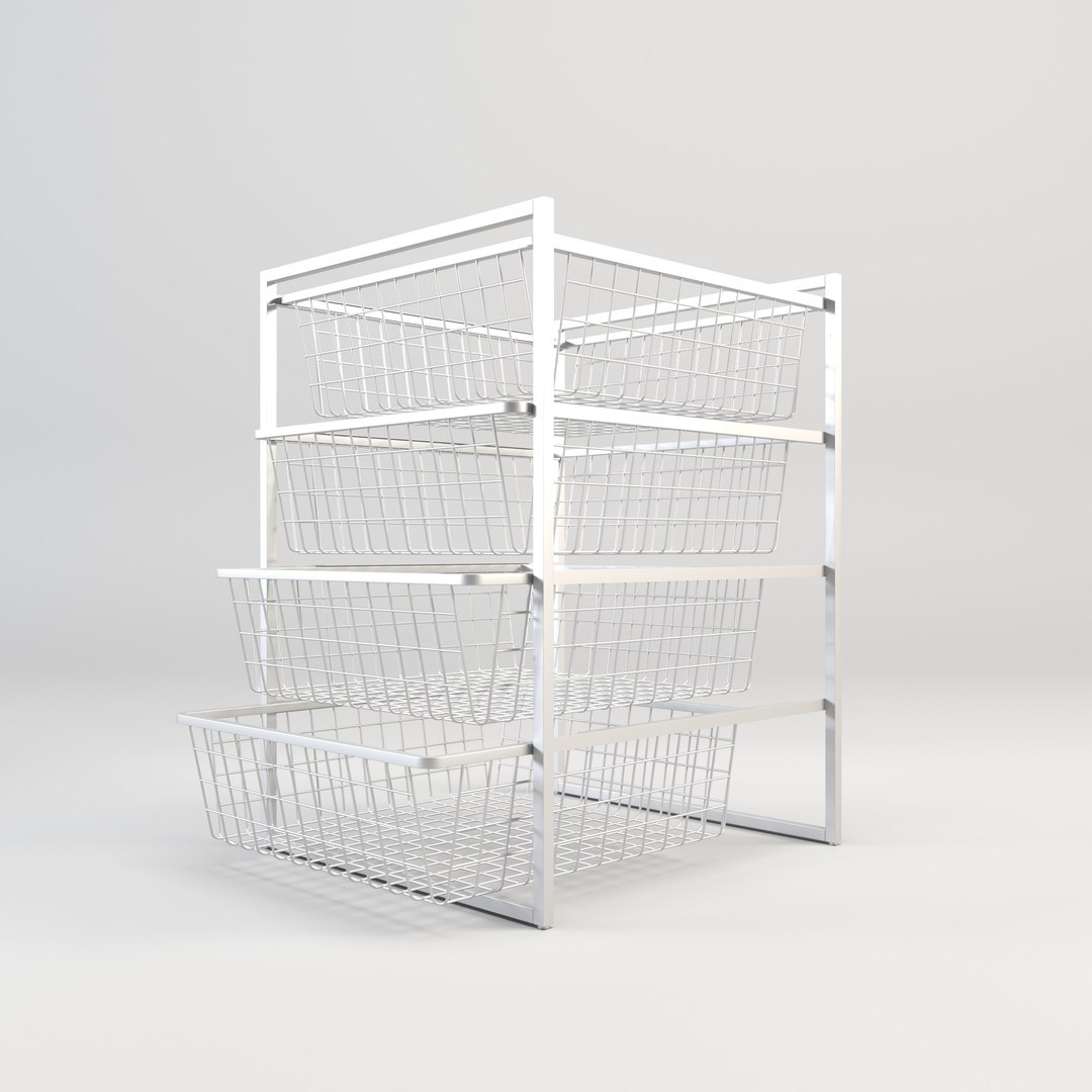 Pull Out Kitchen Wire Basket Rack 3D Model - TurboSquid 2282326