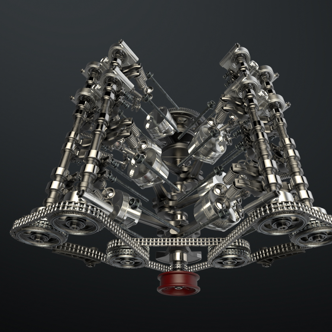 W8 엔진 작동 애니메이션 3D 모델 - TurboSquid 1865590