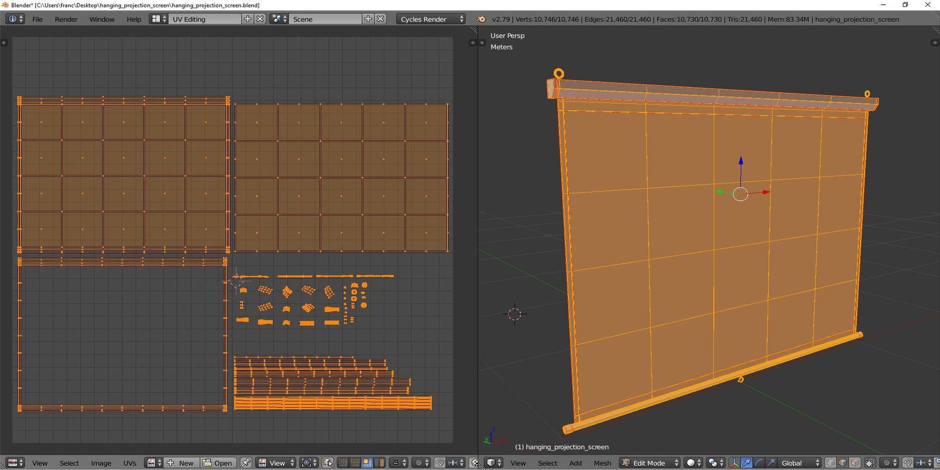 3D Model Hanging Projection Screen - TurboSquid 1588634