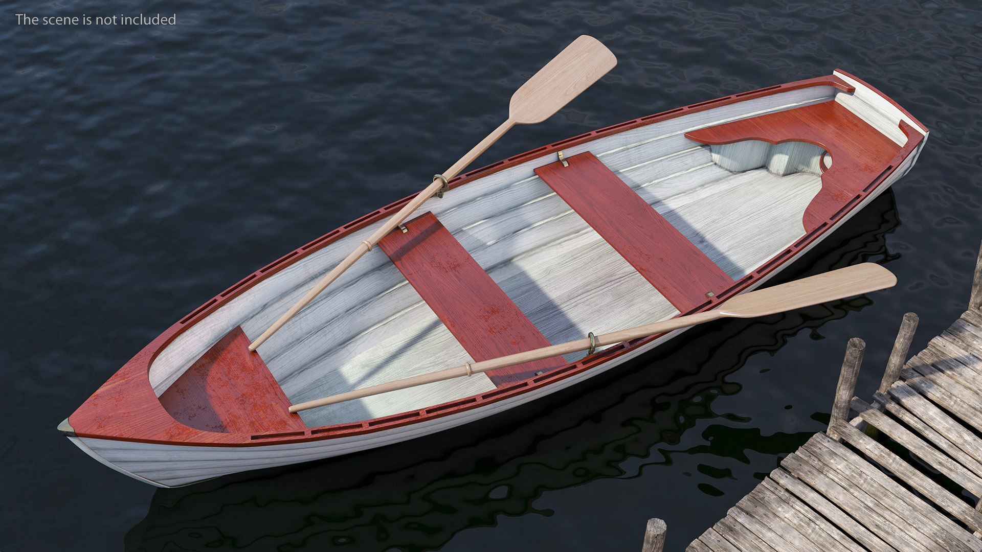 3D Model Wooden Rowboat With Oars - TurboSquid 2197330