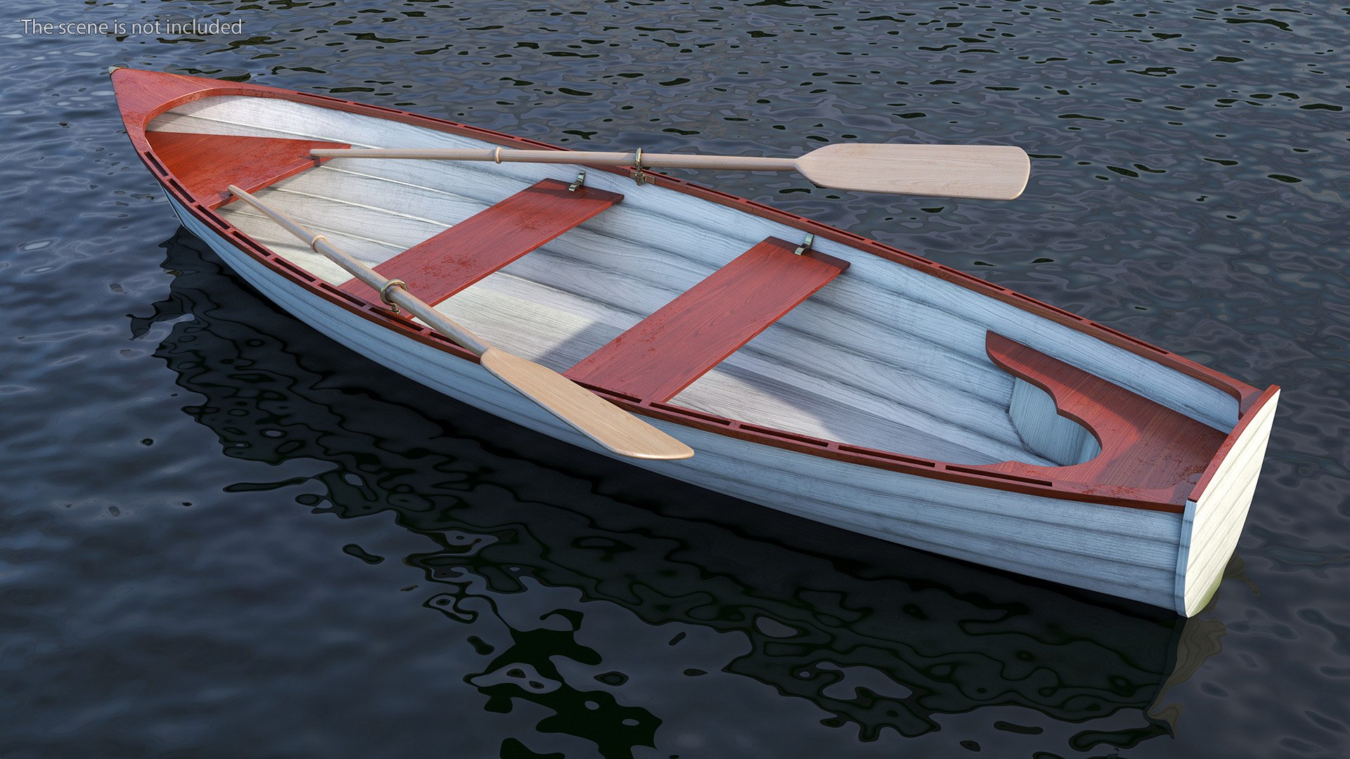 3D Model Wooden Rowboat With Oars - TurboSquid 2197330