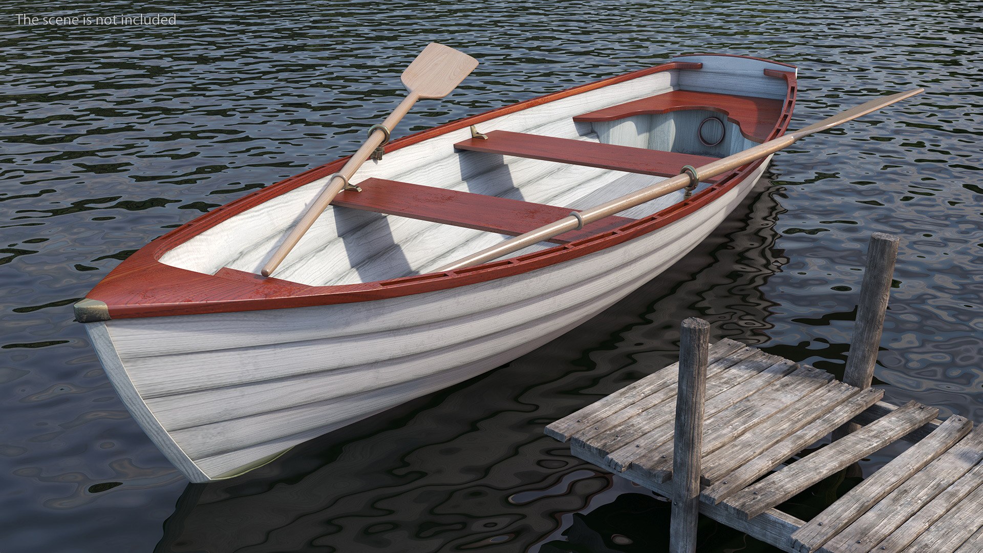 3D Model Wooden Rowboat With Oars - TurboSquid 2197330