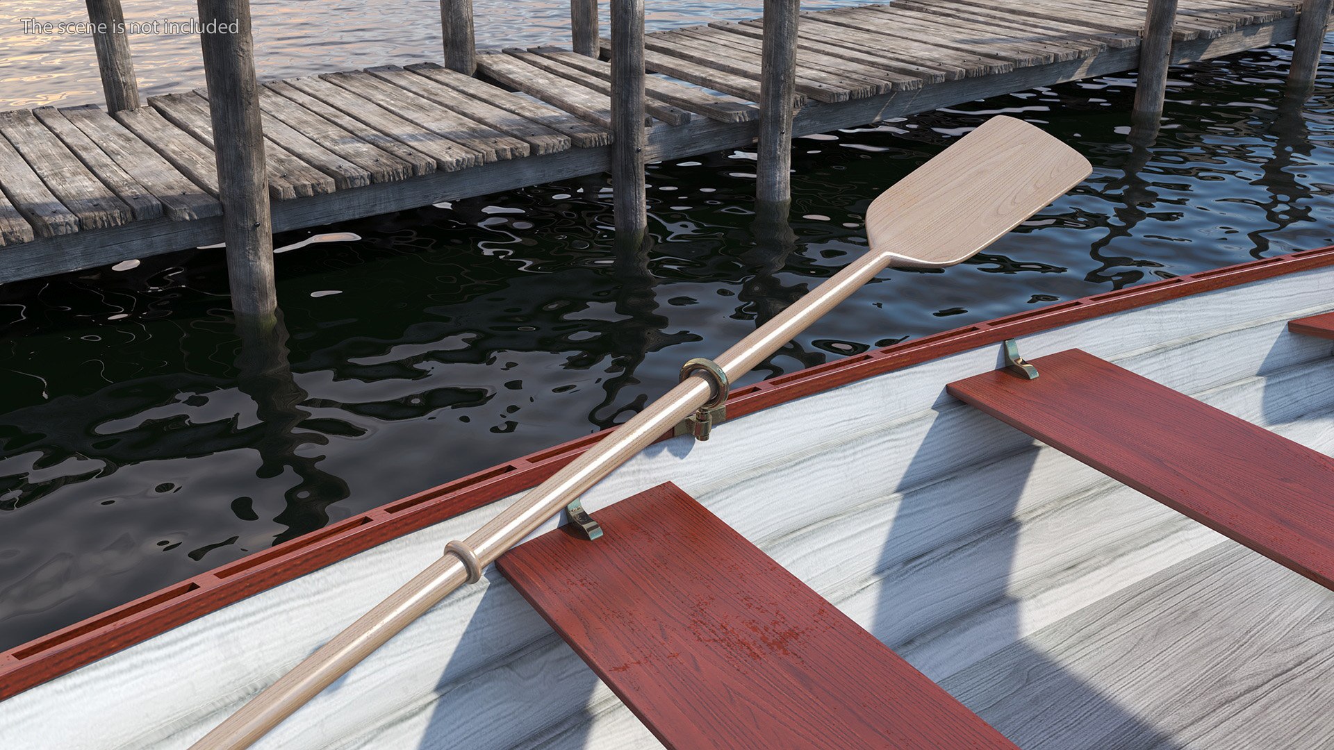 3D Model Wooden Rowboat With Oars - TurboSquid 2197330