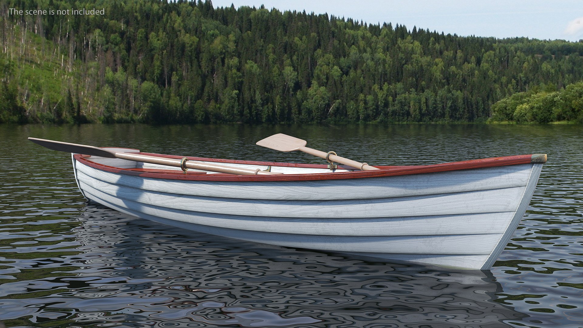 3D Model Wooden Rowboat With Oars - TurboSquid 2197330