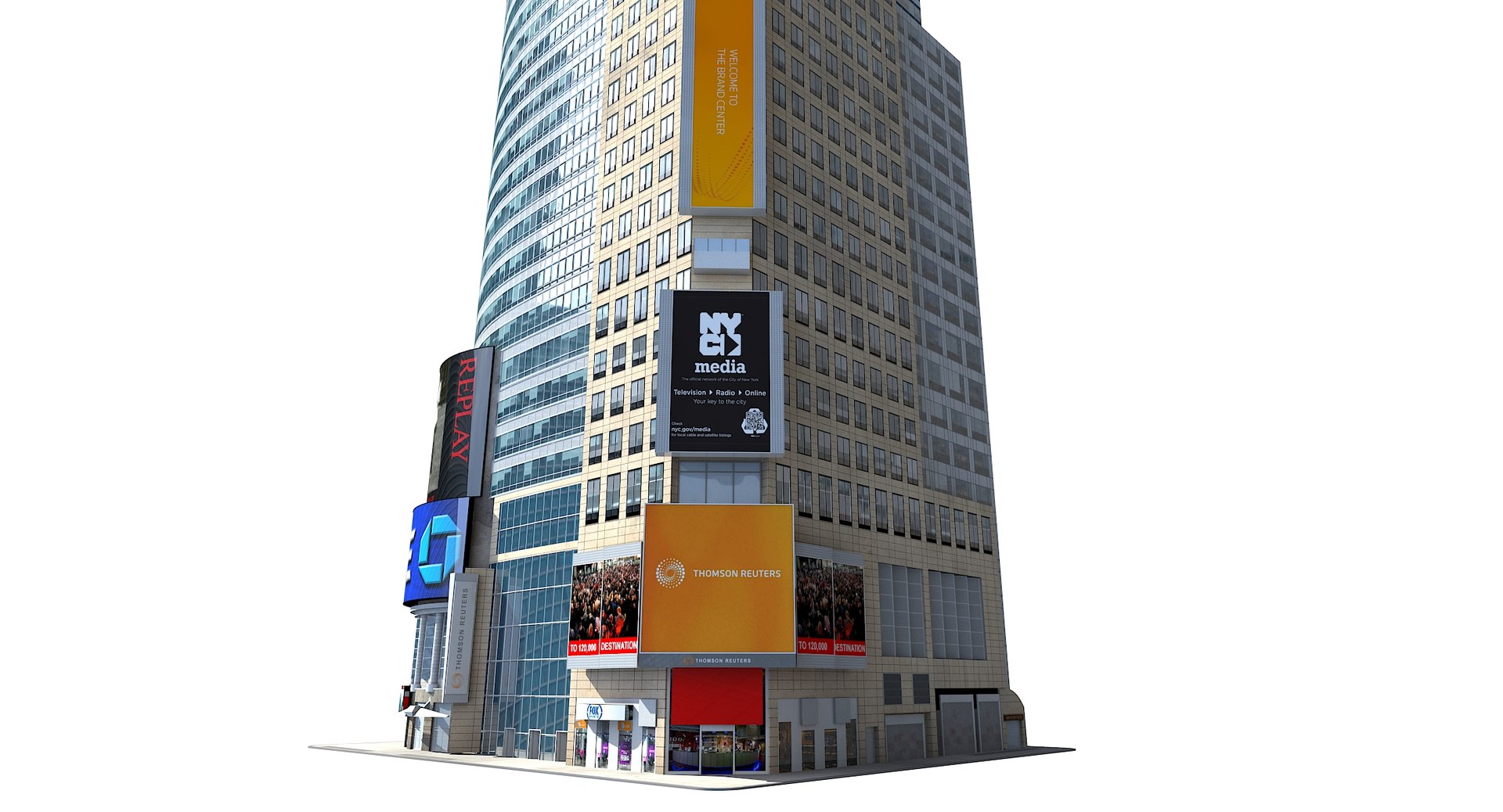 3D Thomson Reuters 3 Times Square Low Poly model - TurboSquid 1821213