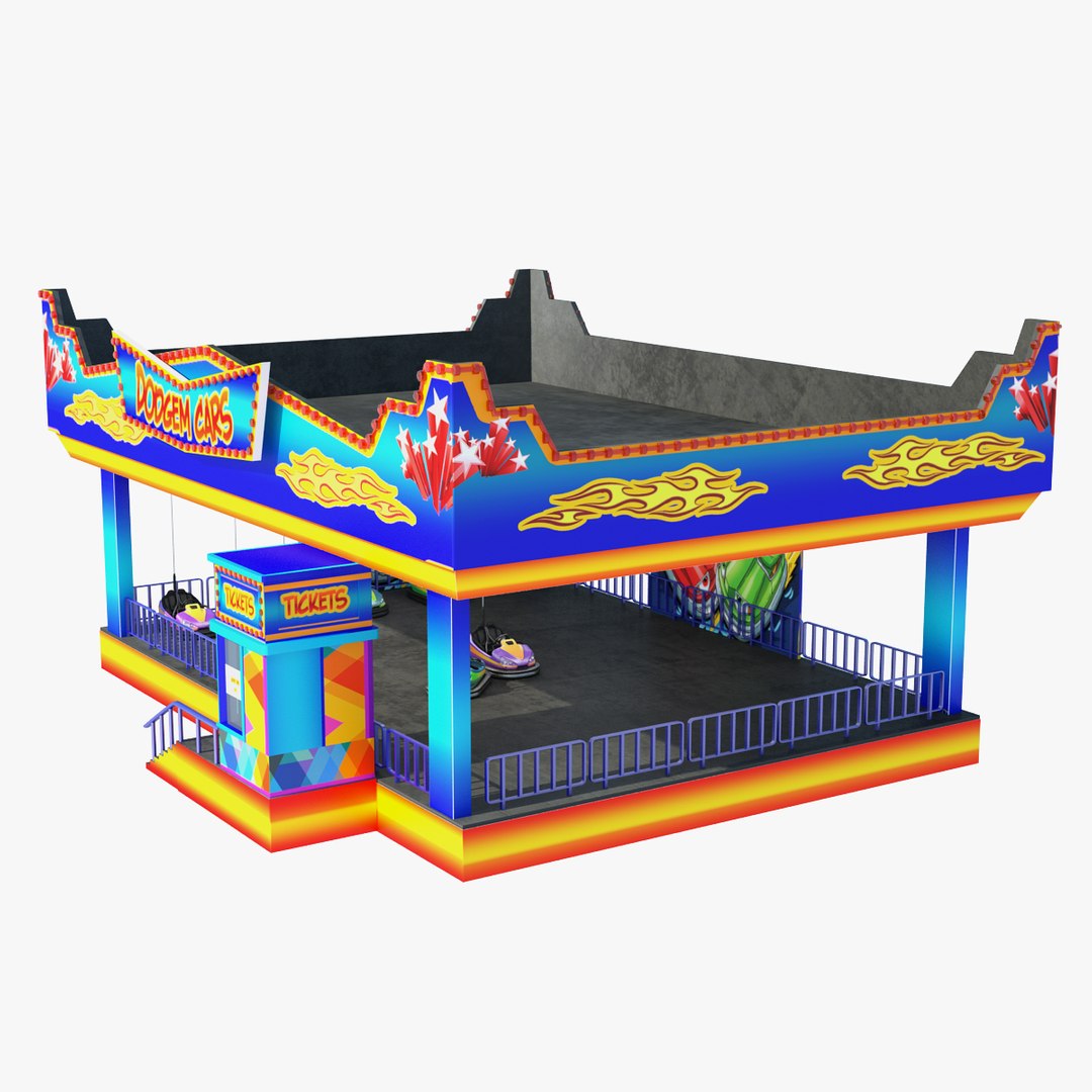 3d model bumper cars attraction