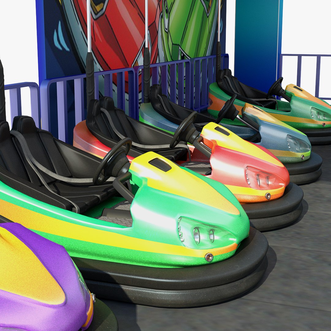 3d model bumper cars attraction