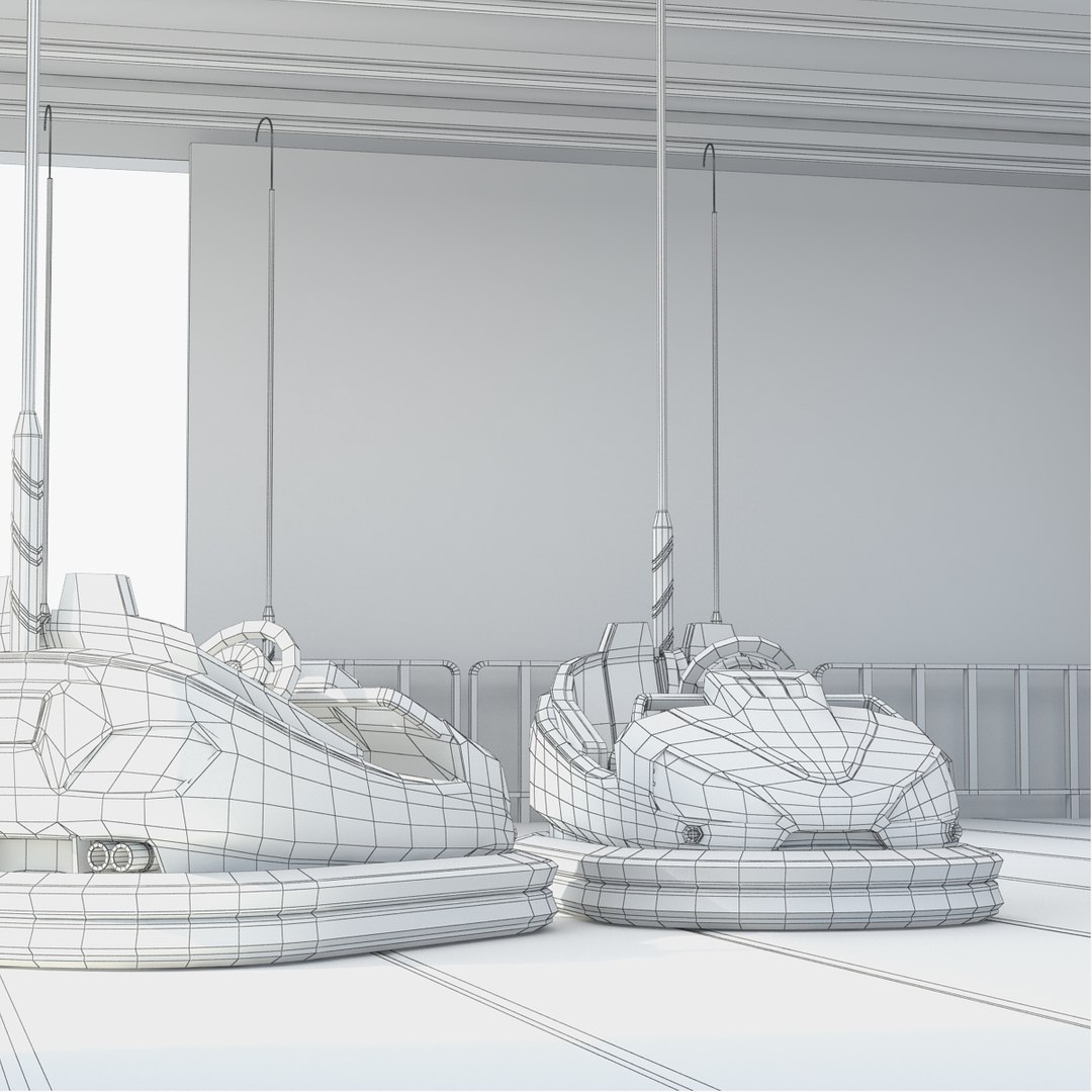 3d model bumper cars attraction