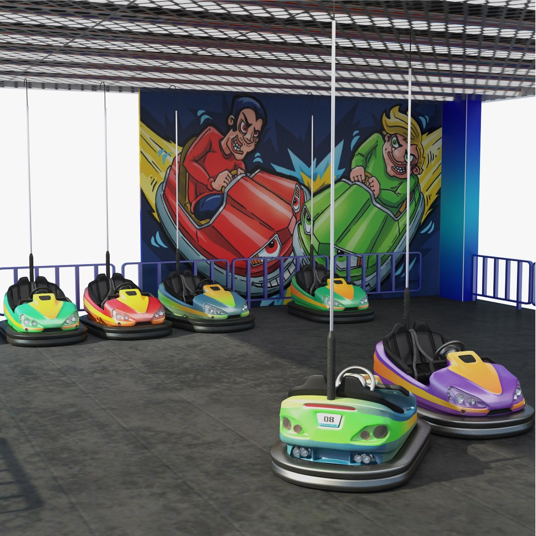 3d model bumper cars attraction