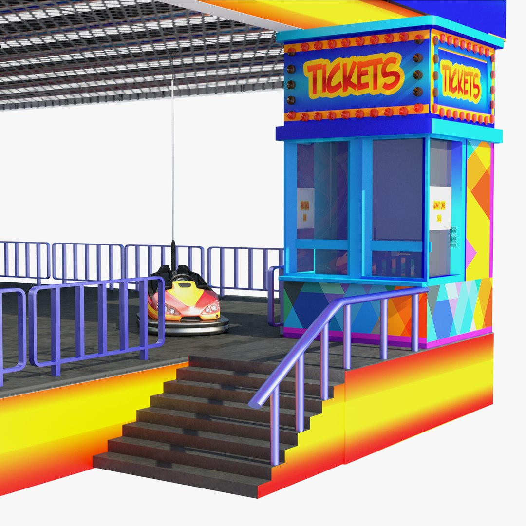 3d model bumper cars attraction