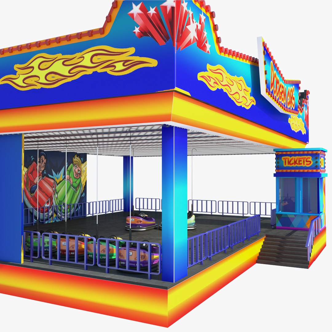 3d model bumper cars attraction