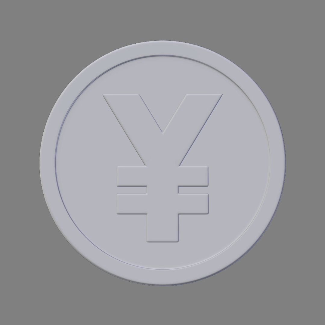 Metallic Coin Yen 3d Model