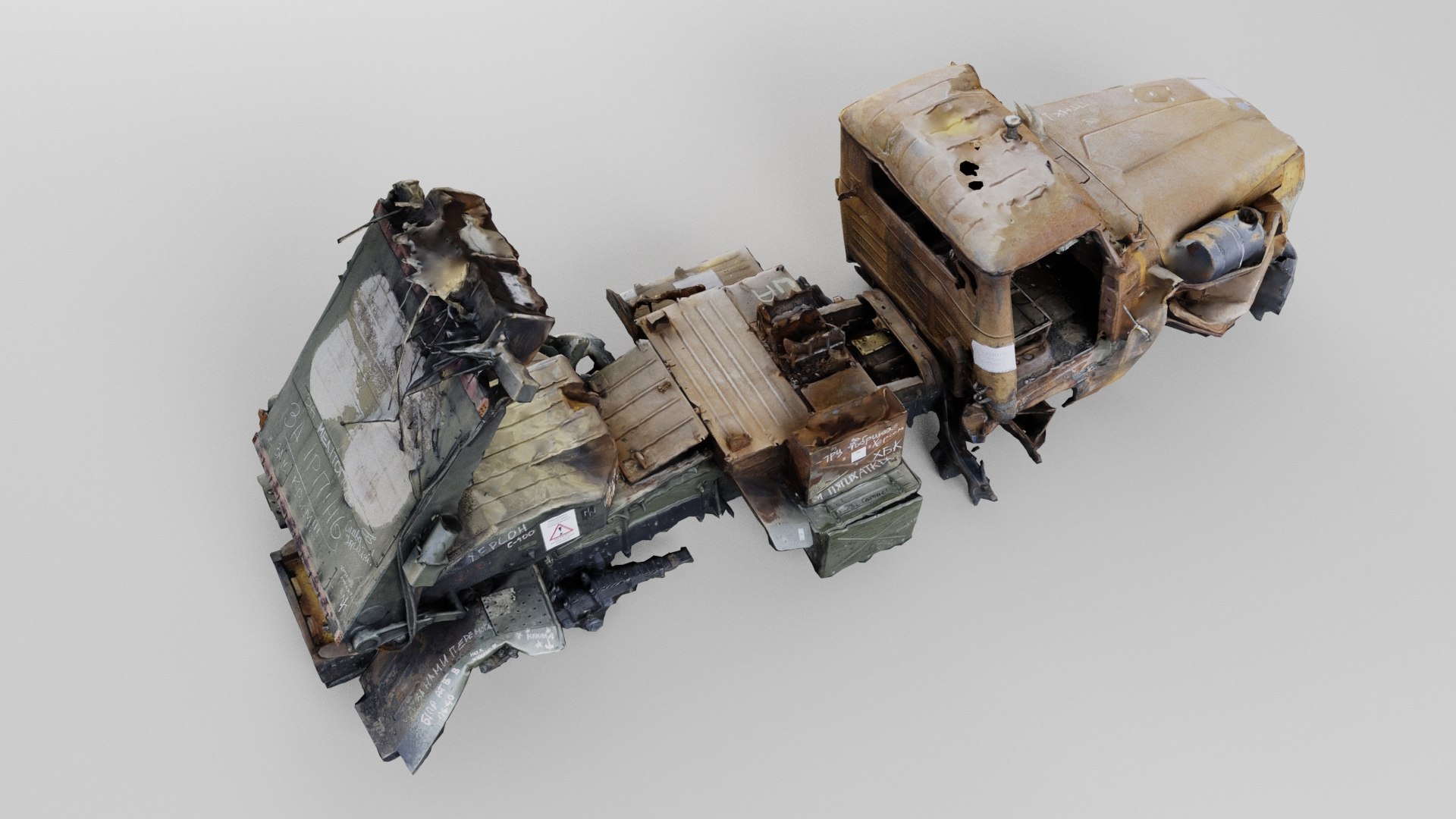 3D Destroyed BM-21 Grad Or Hailstorm Self-propelled 122 Mm Multiple ...