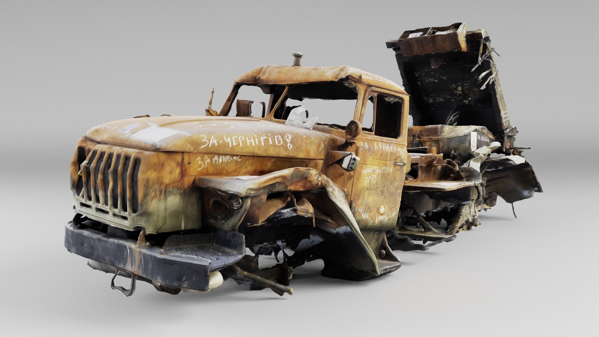 3D Destroyed BM-21 Grad Or Hailstorm Self-propelled 122 Mm Multiple ...