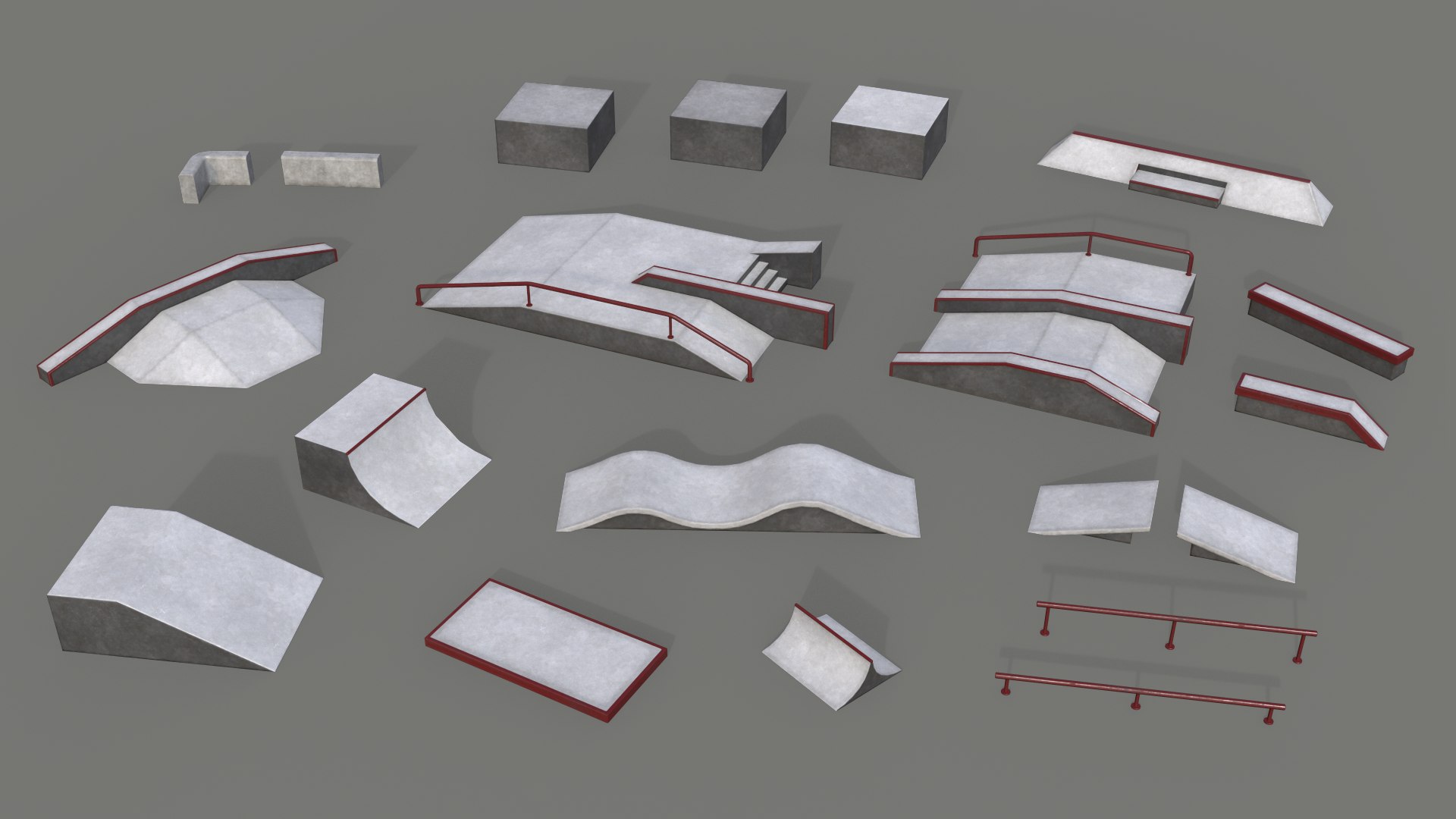 3D Lowpoly skatepark modules - TurboSquid 2116257