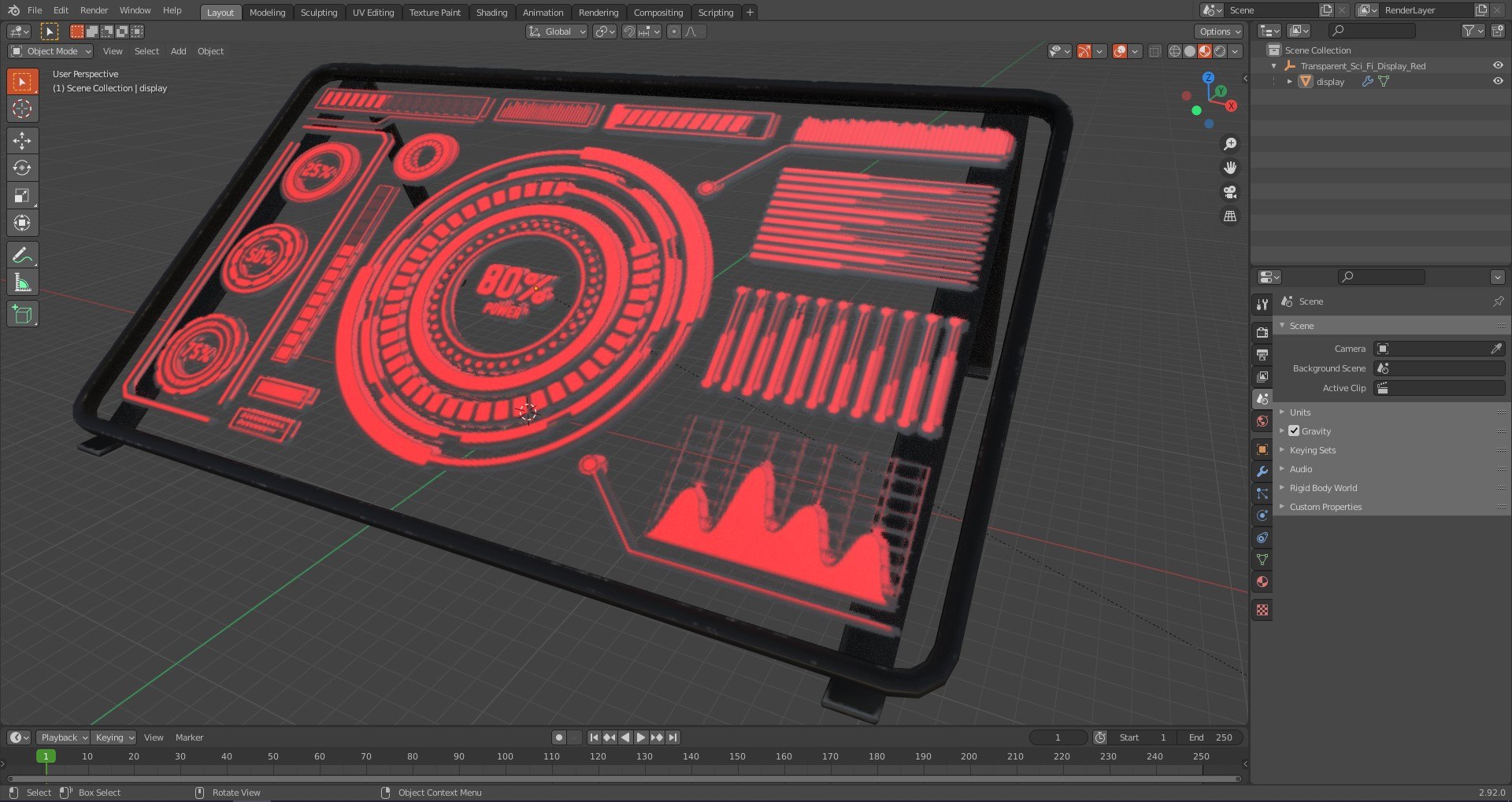 Transparent Sci Fi Display Red 3D - TurboSquid 2146057
