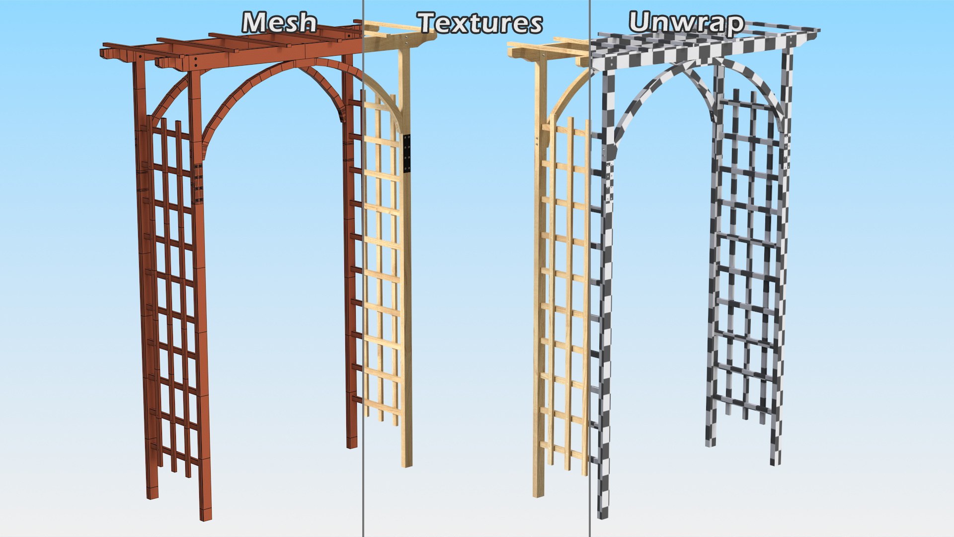 3D Outdoor Wooden Garden Archway model - TurboSquid 1841743