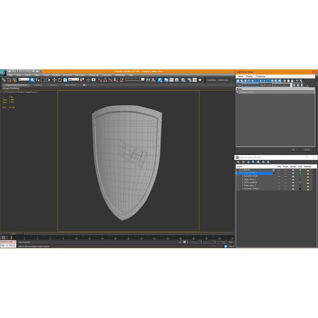3d European Shield 2 Model