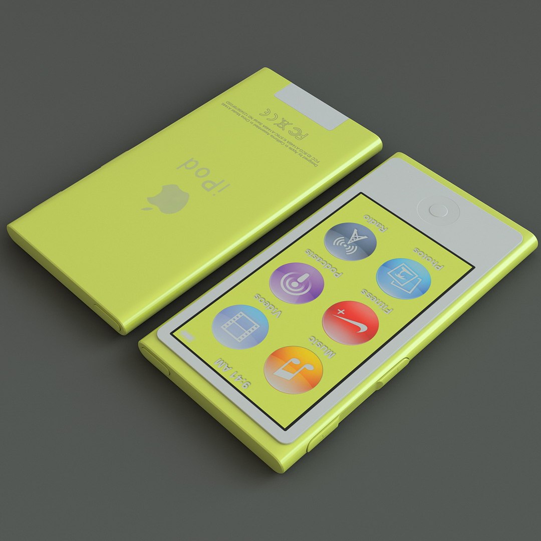 3d yellow ipod nano 7th model