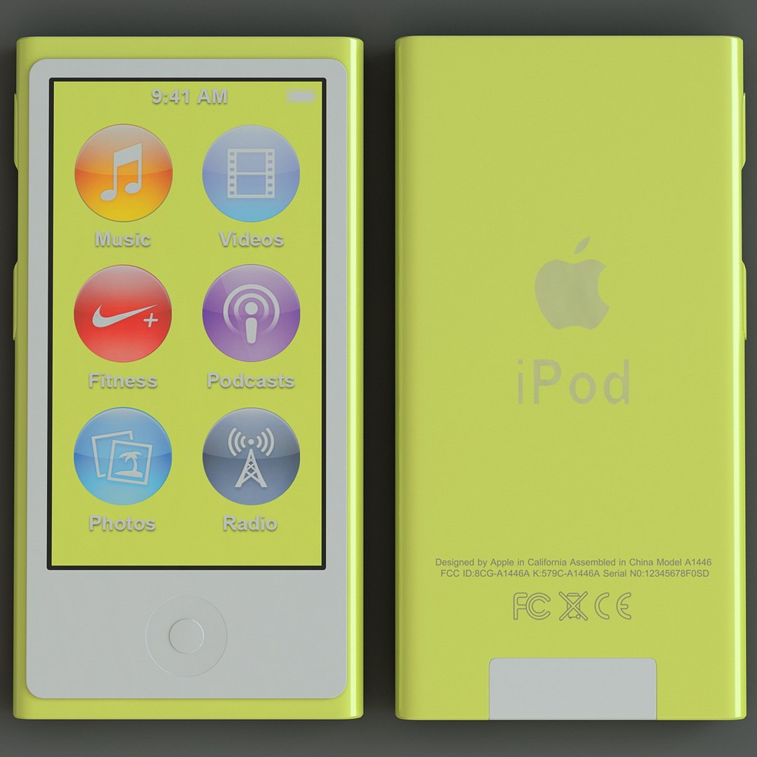 3d yellow ipod nano 7th model