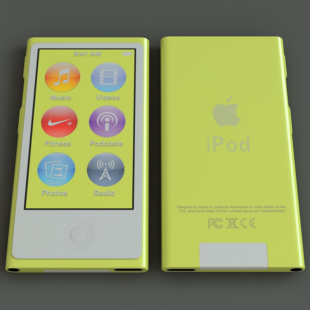3d yellow ipod nano 7th model