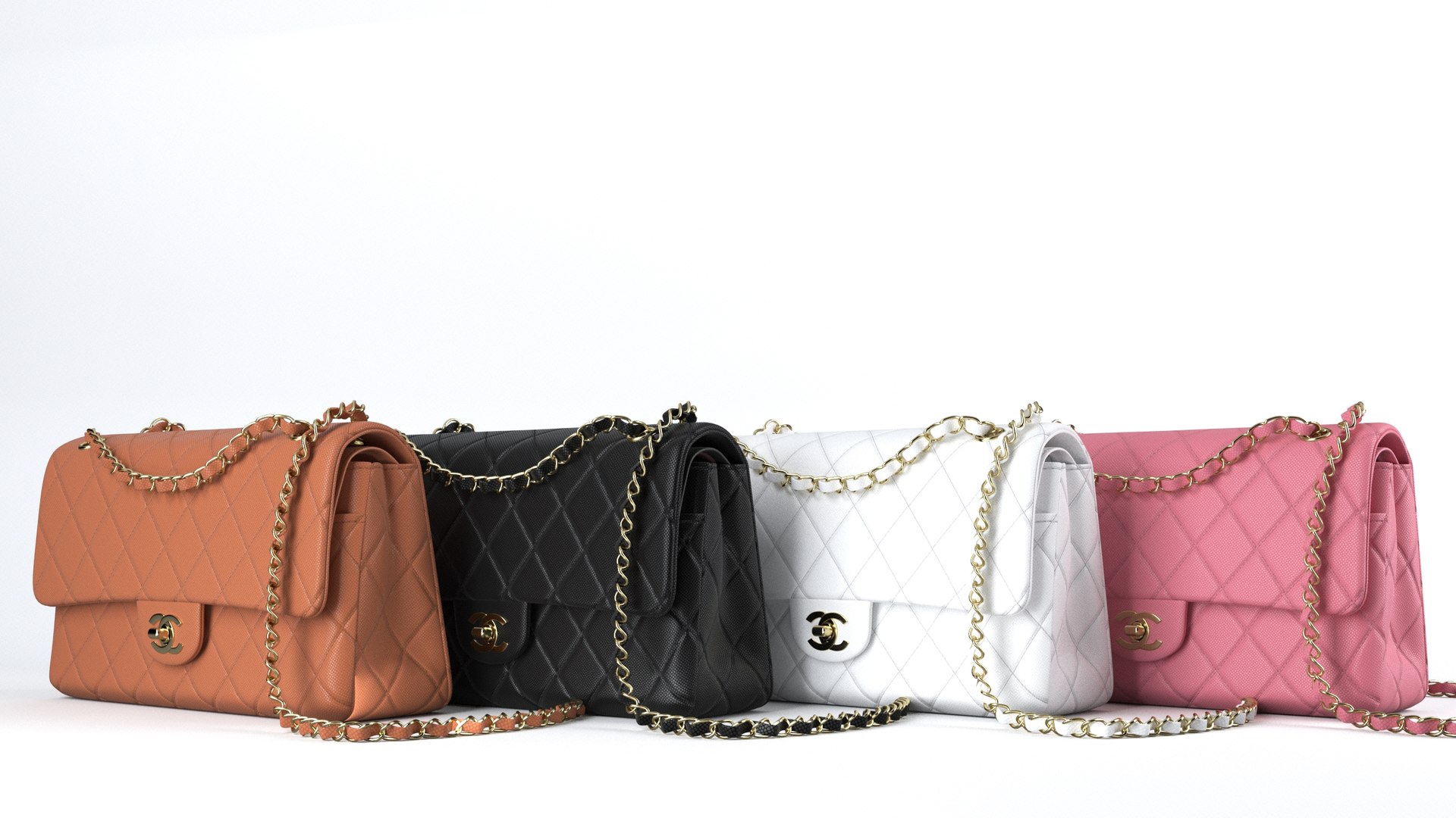 3D Chanel Classic Double Flap With 4 Colors PBR 2 - TurboSquid 2139575