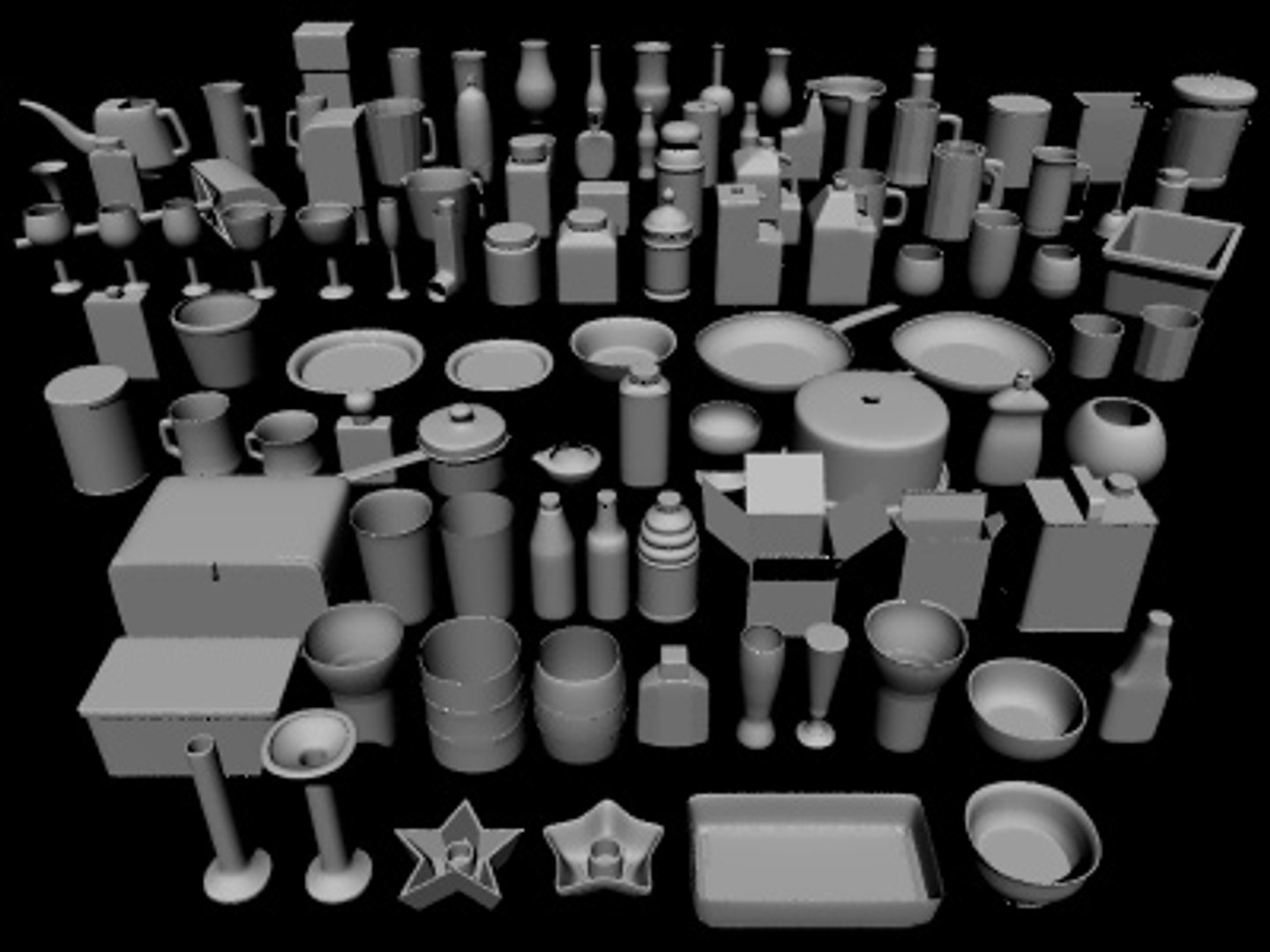 3d Model Containers Jugs Cans Cups