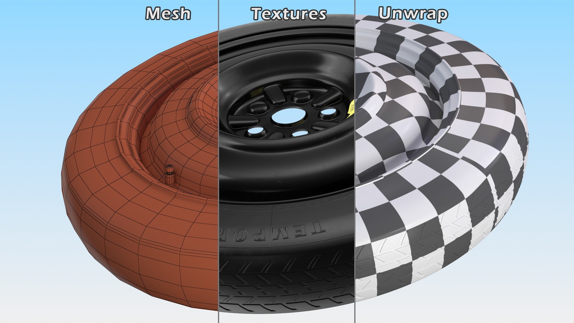 3D Model Temporary Spare Wheel With Tyre 125 R15 - TurboSquid 1745119