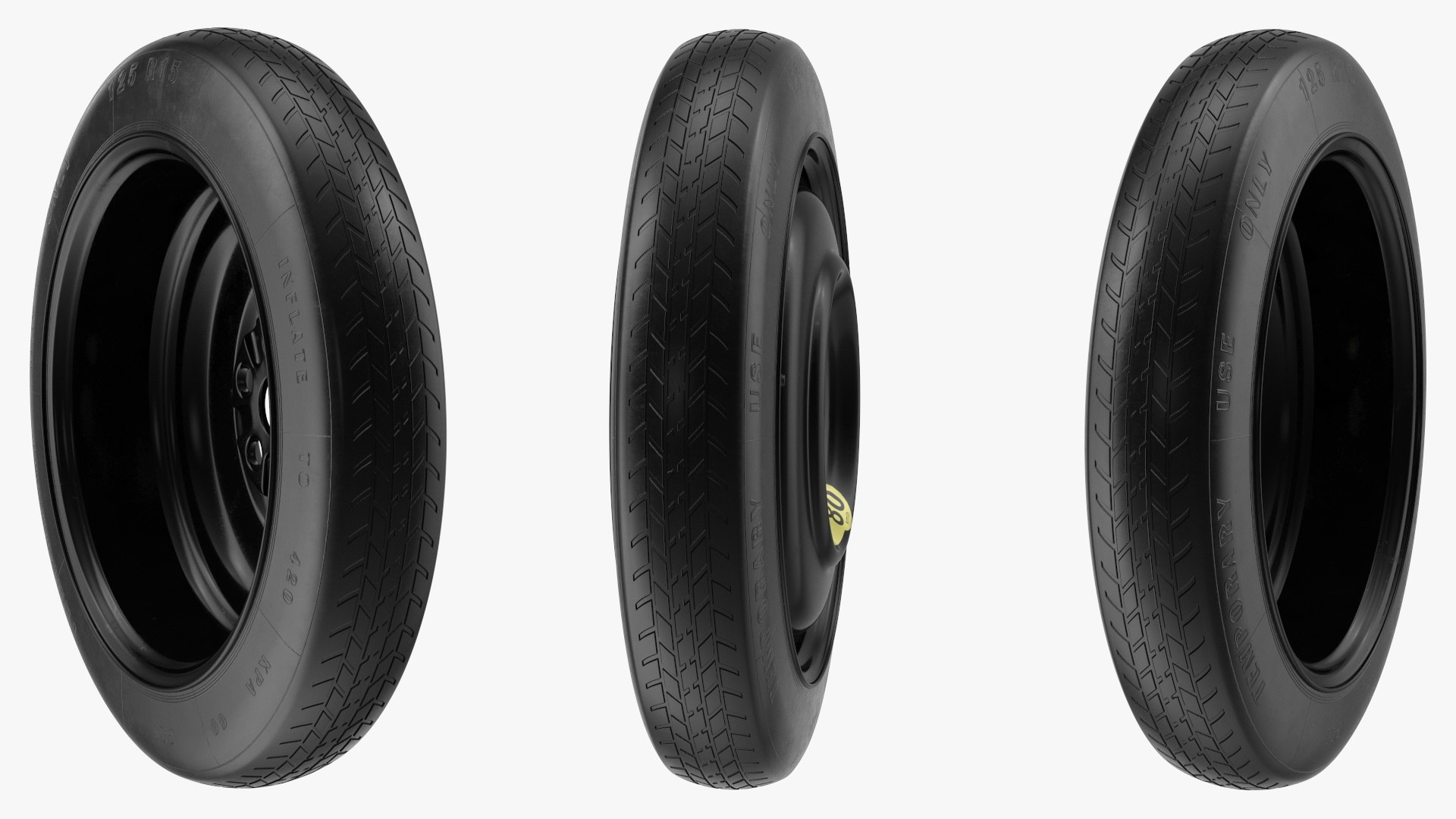 3D Model Temporary Spare Wheel With Tyre 125 R15 - TurboSquid 1745119