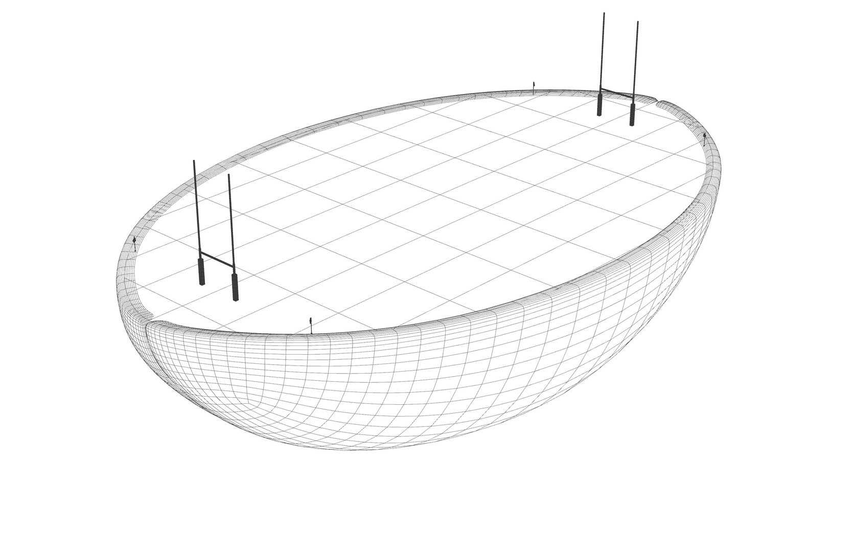 3D Rugby Half Ball And Rugby Field - TurboSquid 2131130