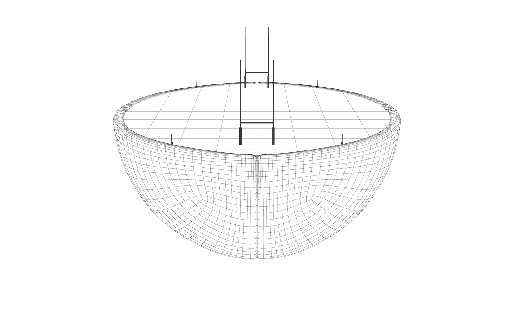 3D Rugby Half Ball And Rugby Field - TurboSquid 2131130