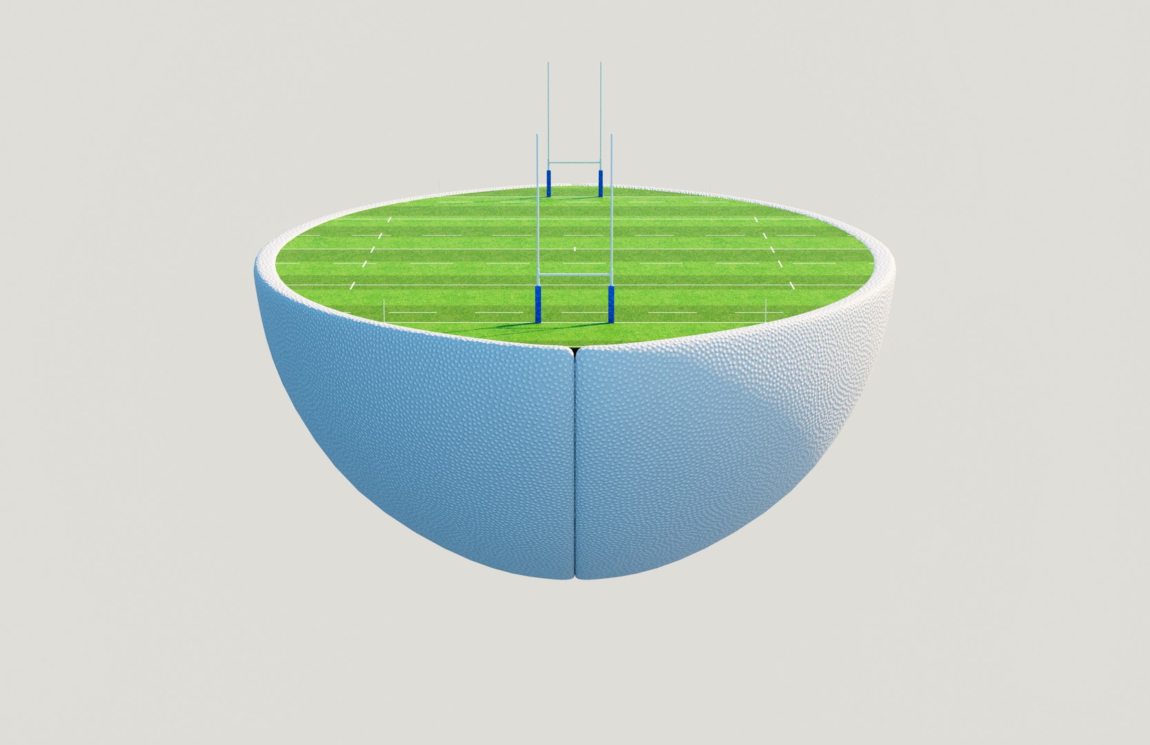 3D Rugby Half Ball And Rugby Field - TurboSquid 2131130