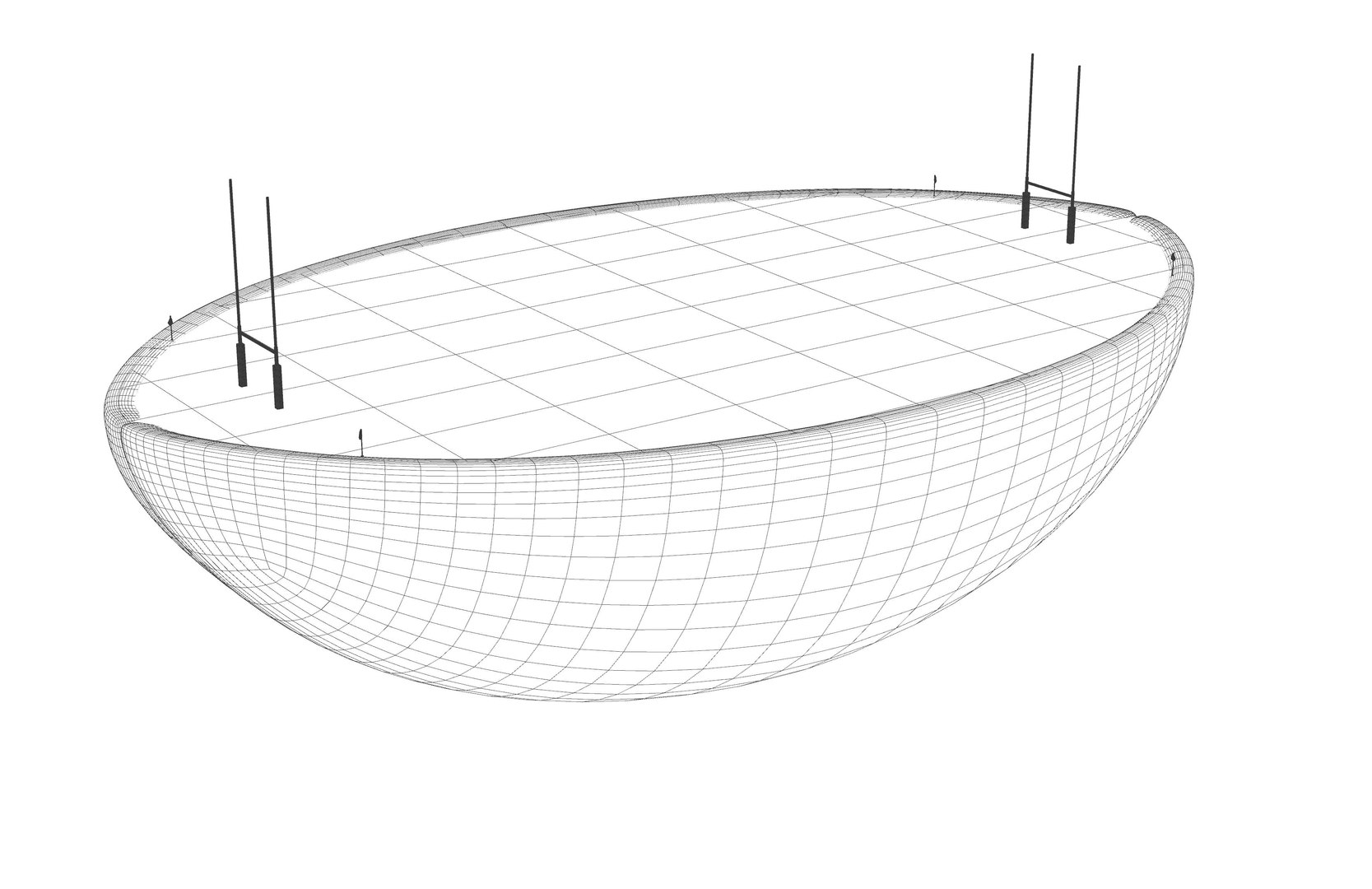 3D Rugby Half Ball And Rugby Field - TurboSquid 2131130