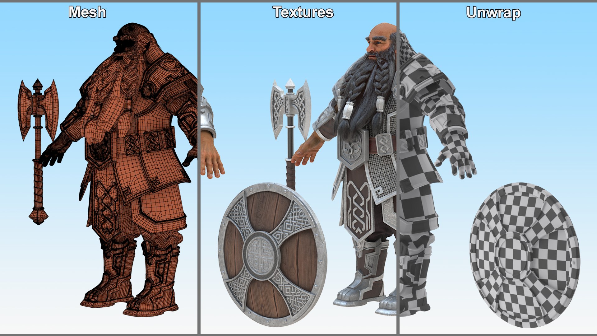 Game Dwarf Character In Chainmail Rigged 3D Model - TurboSquid 2387092