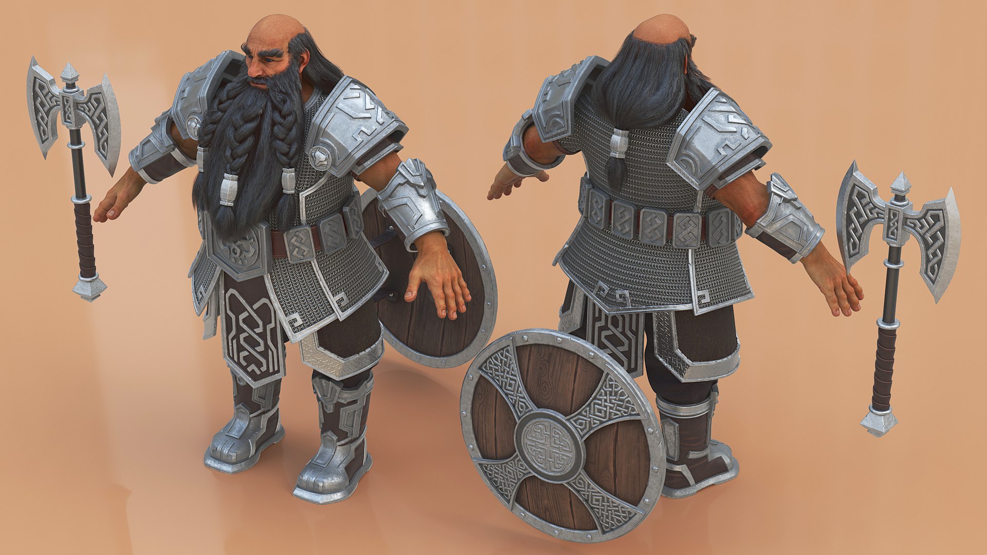 Game Dwarf Character In Chainmail Rigged 3D Model - TurboSquid 2387092