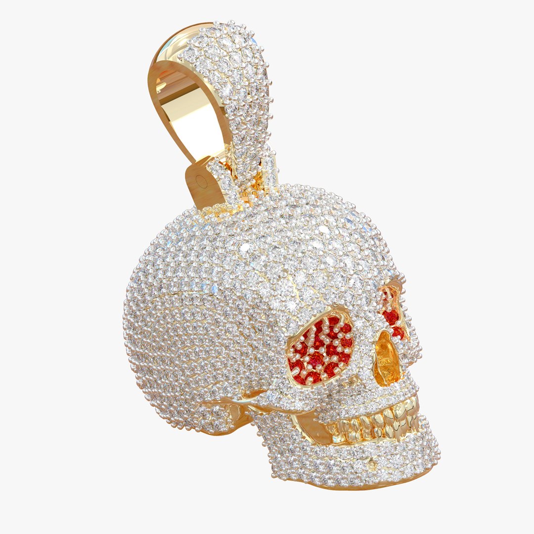 iced out skull head hip hop fully diamond pendant3D模型 - TurboSquid 1971971