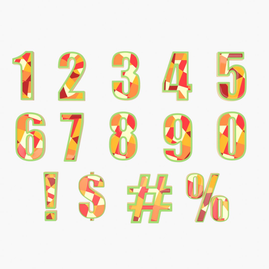 Set Of Numbers From 0 To 9 And Symbols Model - TurboSquid 2002795