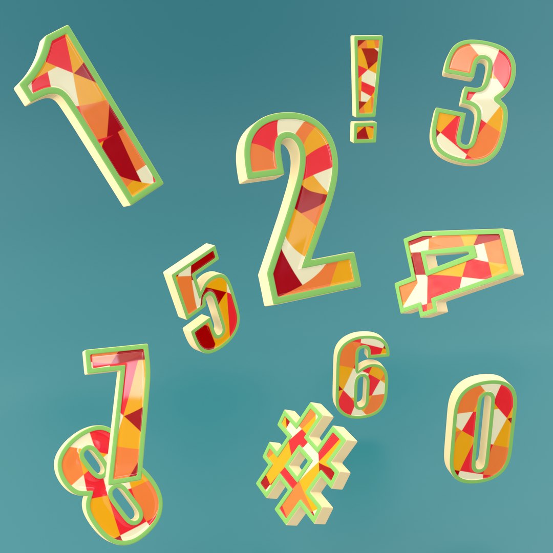 Set Of Numbers From 0 To 9 And Symbols Model - TurboSquid 2002795