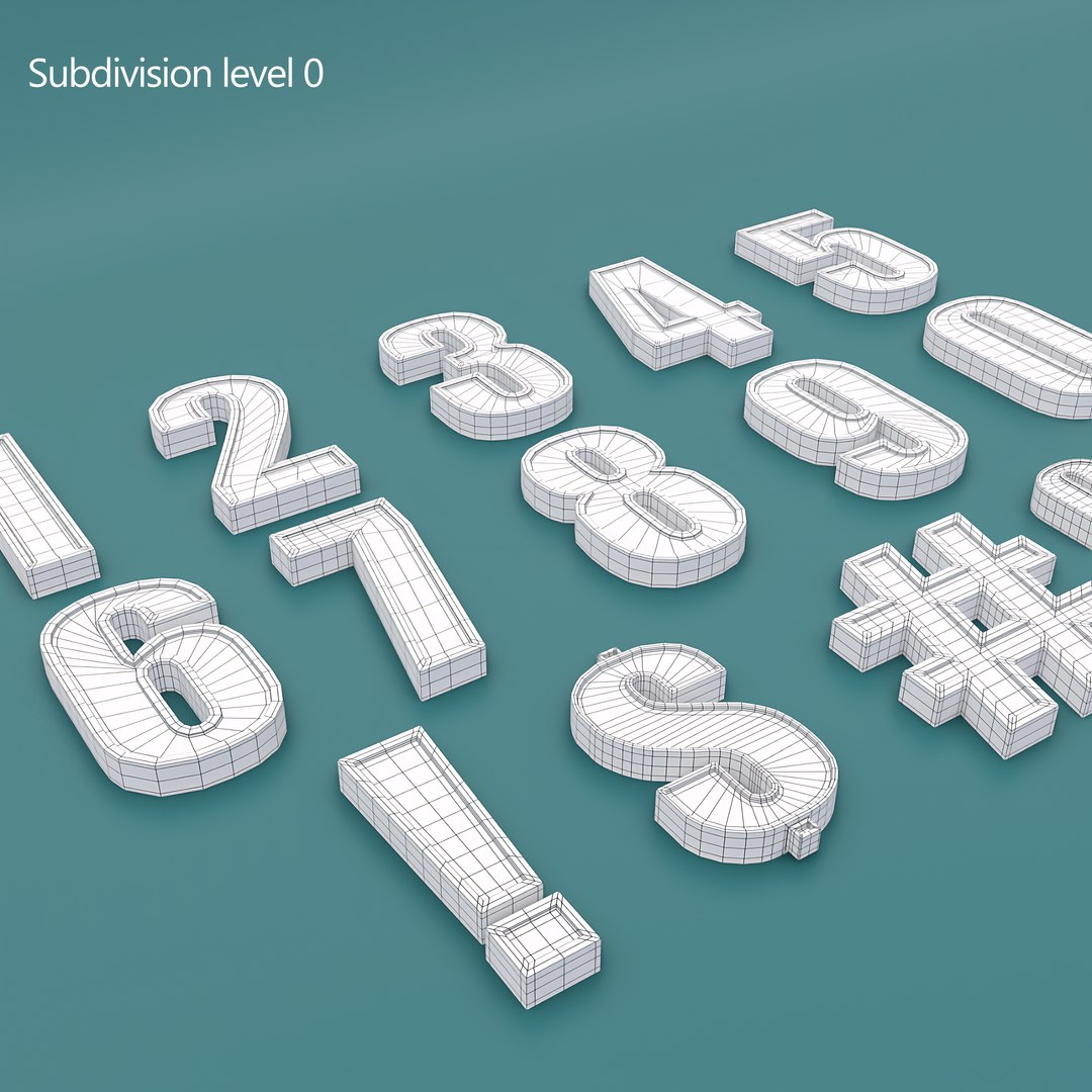 Set Of Numbers From 0 To 9 And Symbols Model - TurboSquid 2002795